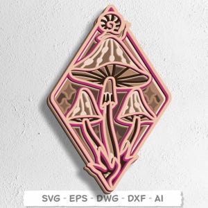 Layered Mushroom SVG | 3D Forest Boho Wall Art | Glowforge Laser Cut ...