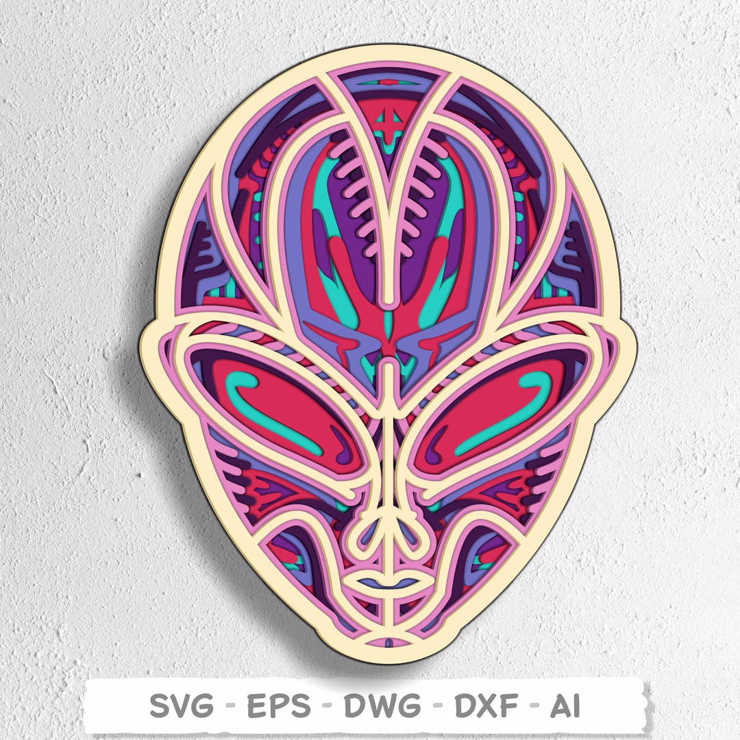 Alien Cut 3D Multilayer SVG. Alien Laser Cut Home Decor. Alien SVG ...