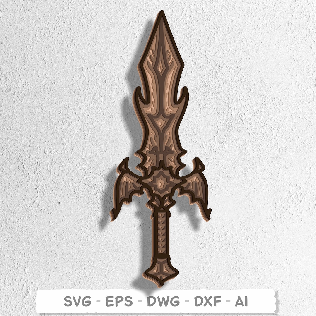 Fantasy Sword 3D Layered Mandala | Digital SVG Cut File | Medieval ...