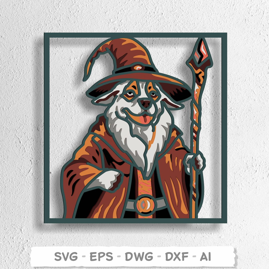 Wizard Dog 3D Multilayer SVG. Wizard Dog Mandala Laser Cut Home Decor ...