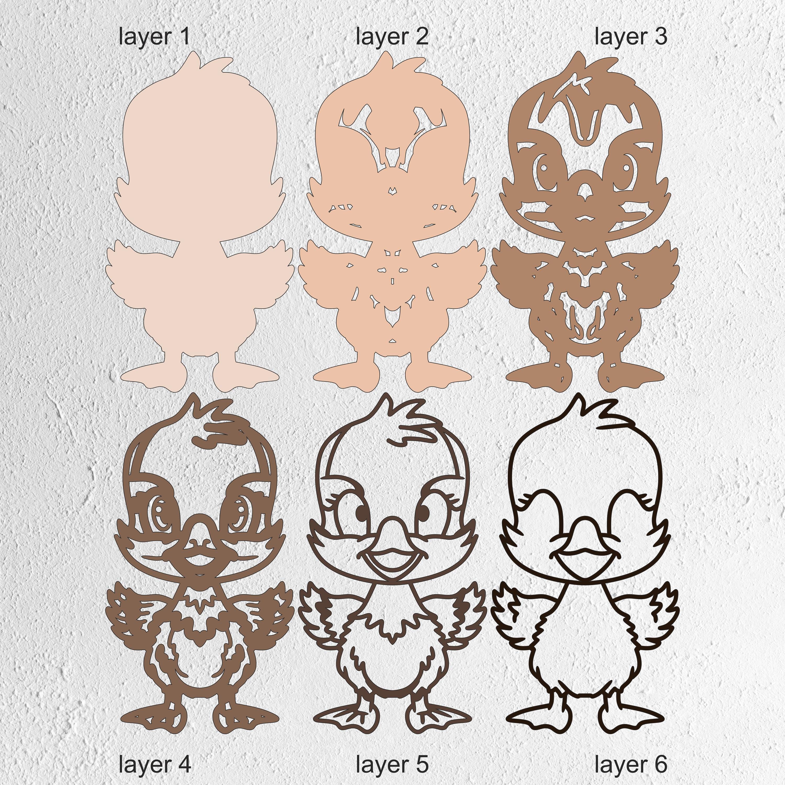 Layered Duck SVG | Cute Duckling Wooden Art | 6 Layer Duck SVG for ...