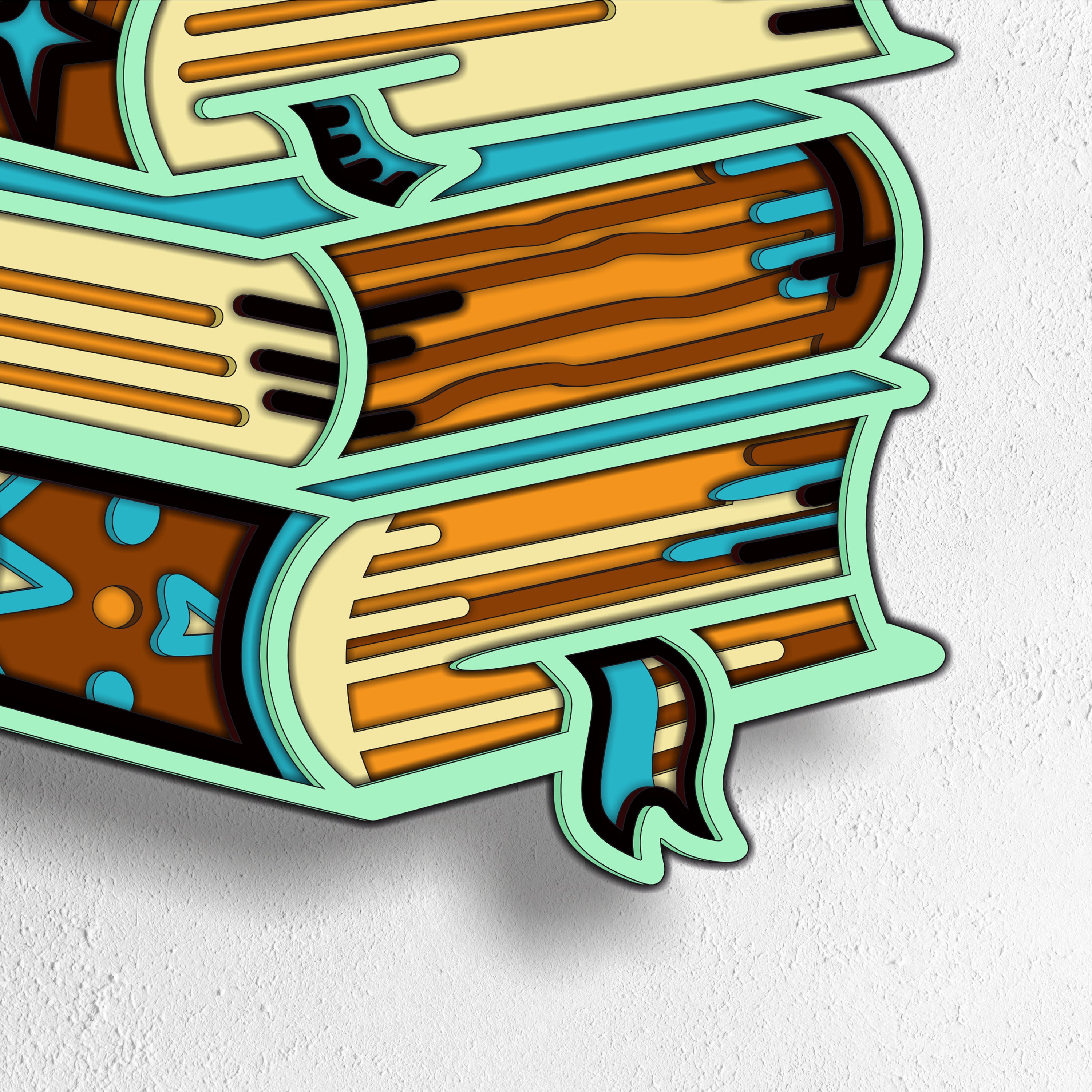 3D Stack of Books SVG File: Laser Cut Papercut Design (digital Download ...
