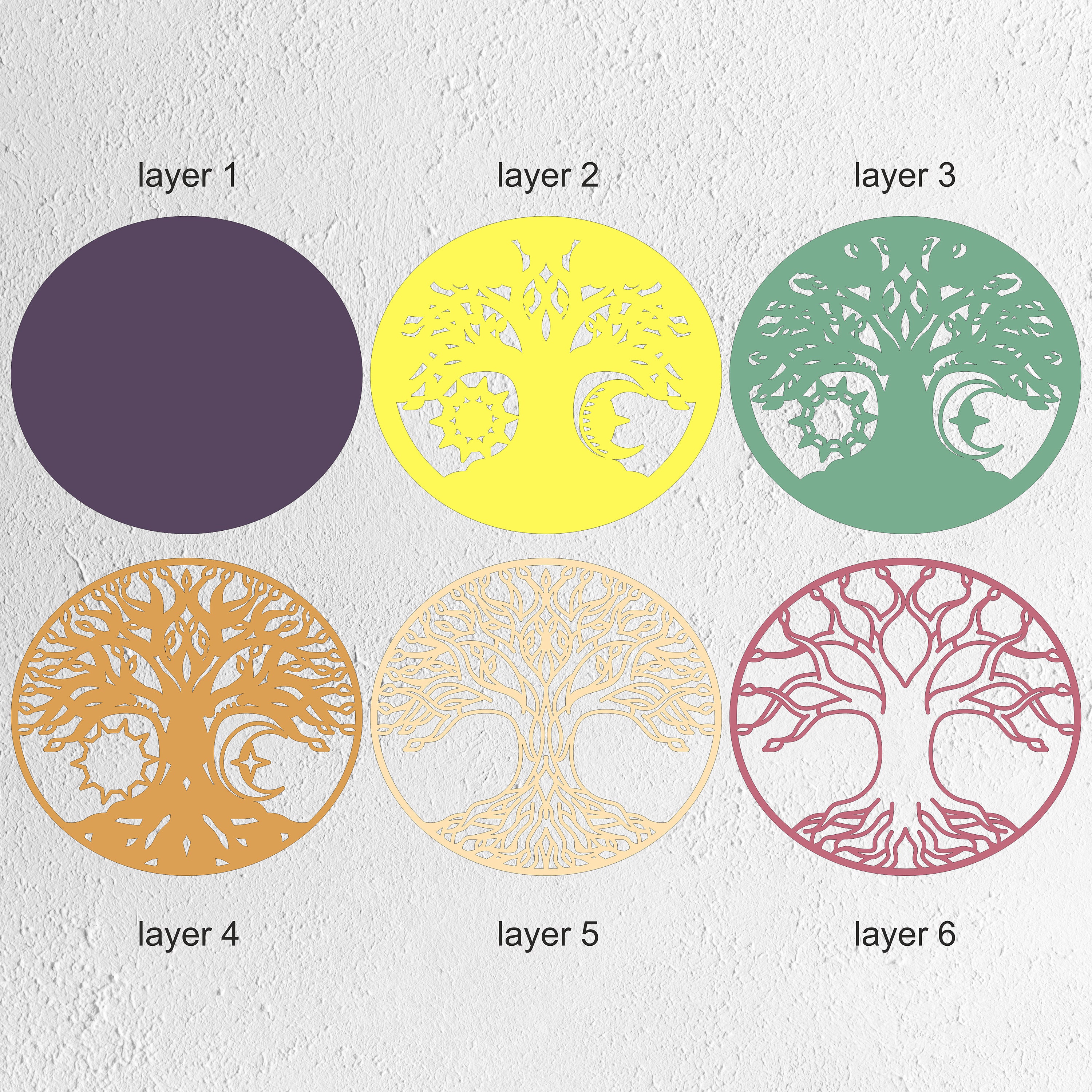 Tree of Life 3D Multilayer SVG. Tree of Life Laser Cut Home Decor. Tree ...