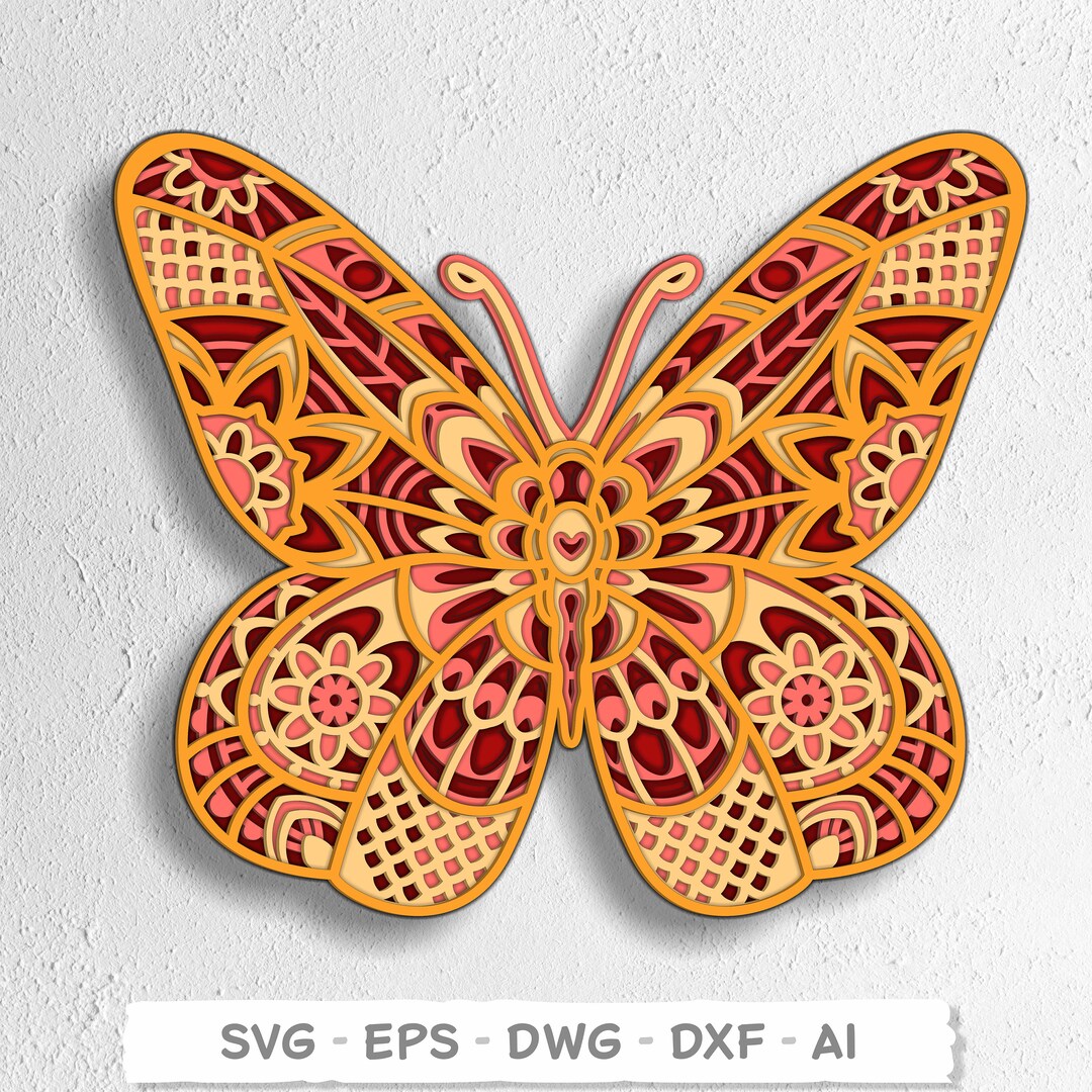 Butterfly 3D Layered SVG | Laser Cut Insect Design | Multilayer Paper ...