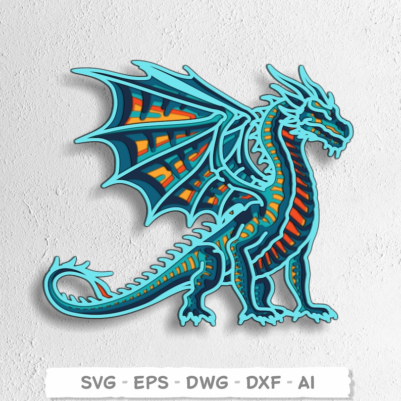 3D Layered Dragon SVG File: Laser Cut Papercut Design (digital Download ...