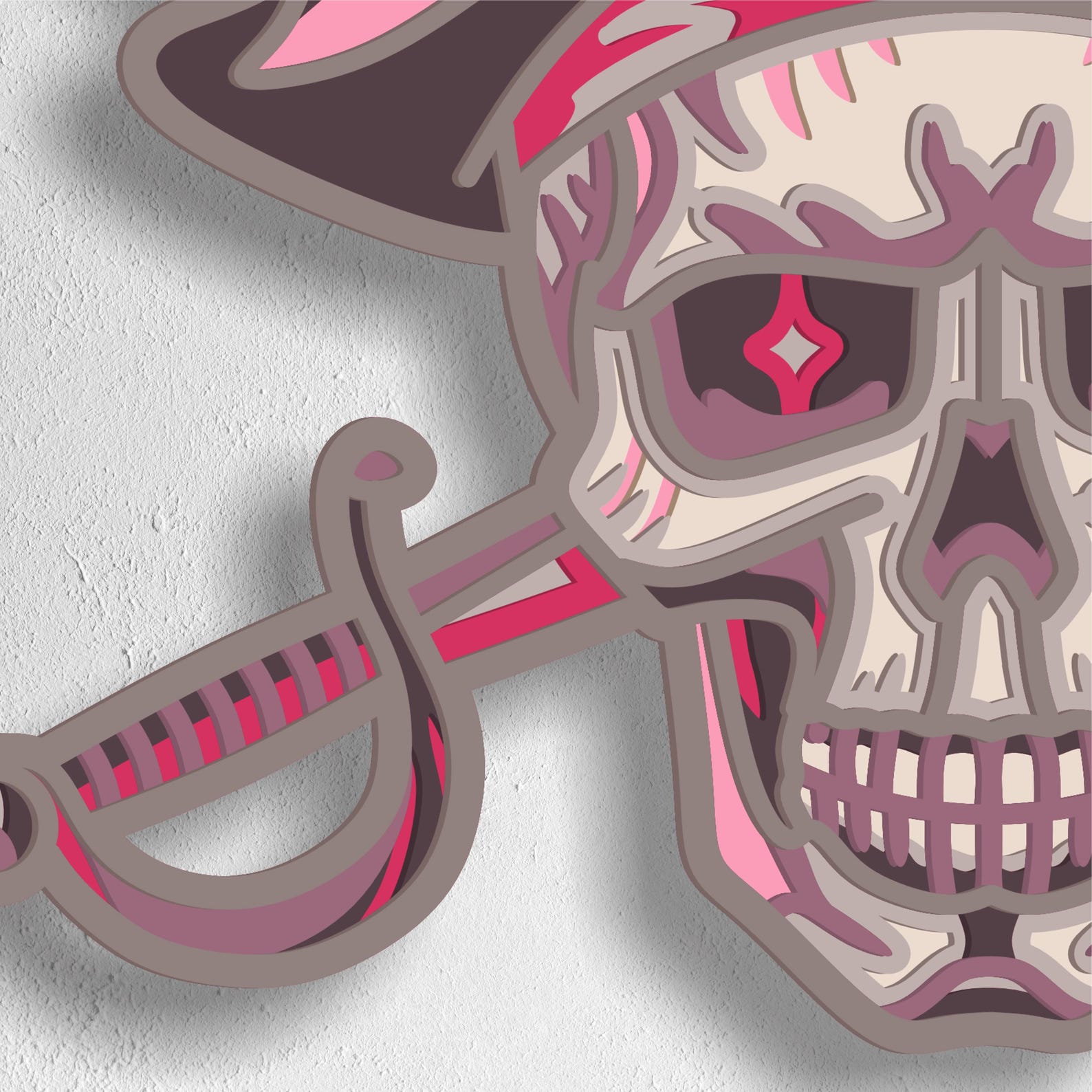 Pirate Skull Mandala 3D Layered SVG: Laser Cut Home Decor (digital ...