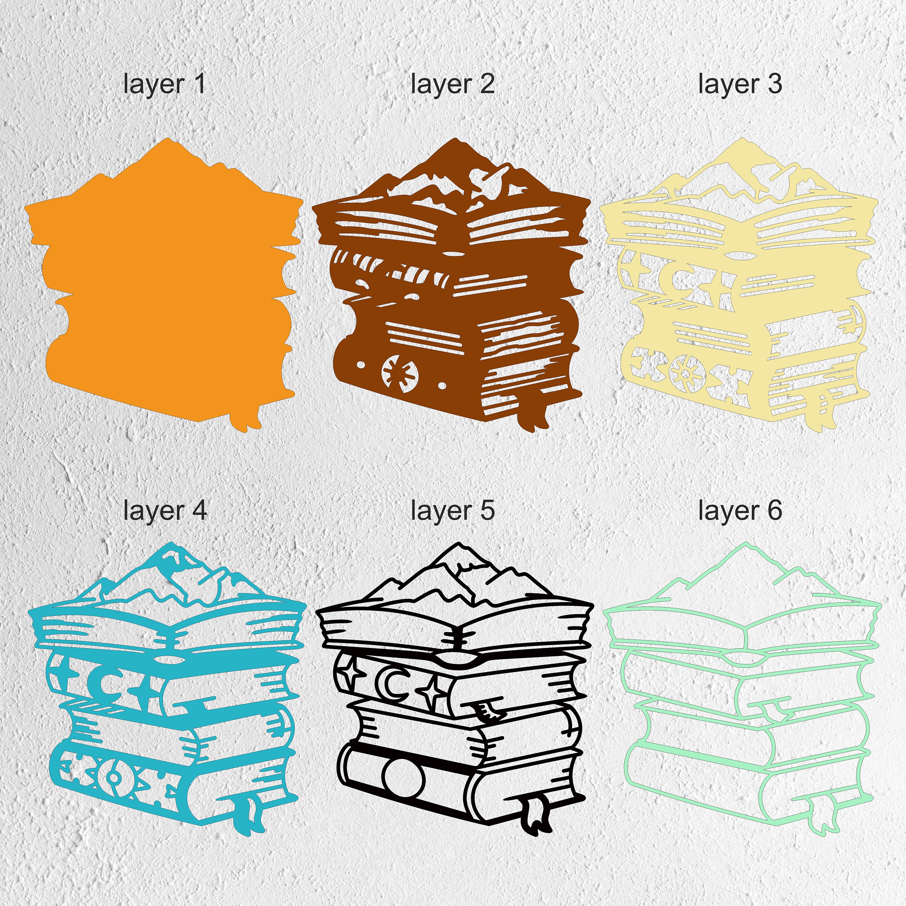3D Stack of Books SVG File: Laser Cut Papercut Design (digital Download ...