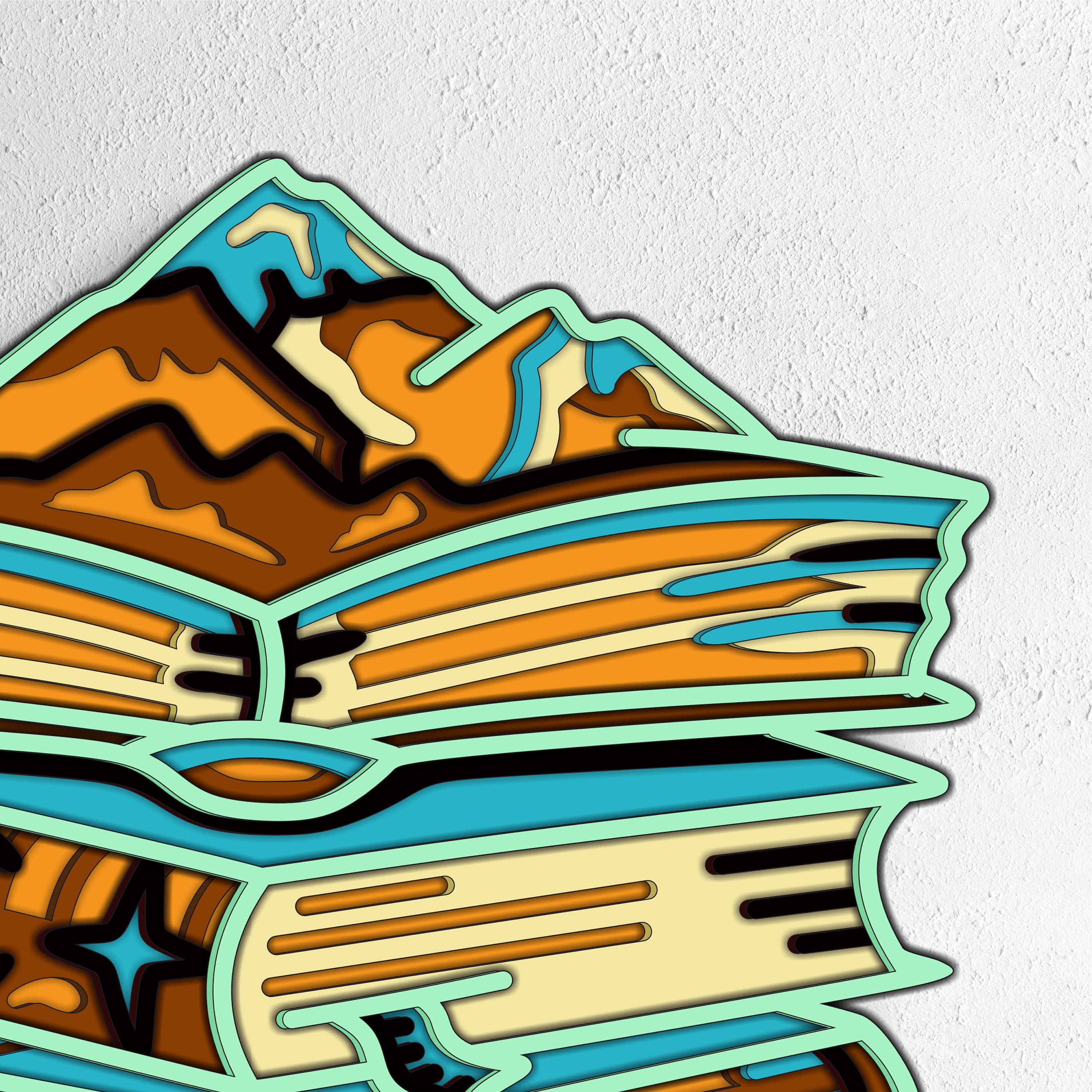 3D Stack of Books SVG File: Laser Cut Papercut Design (digital Download ...