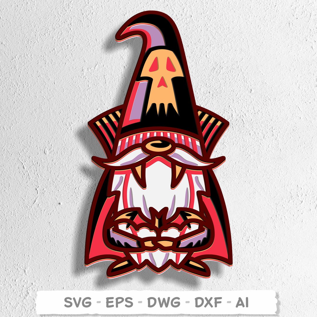 Mandala vampire nain découpé en SVG multicouche 3D. Décoration d ...