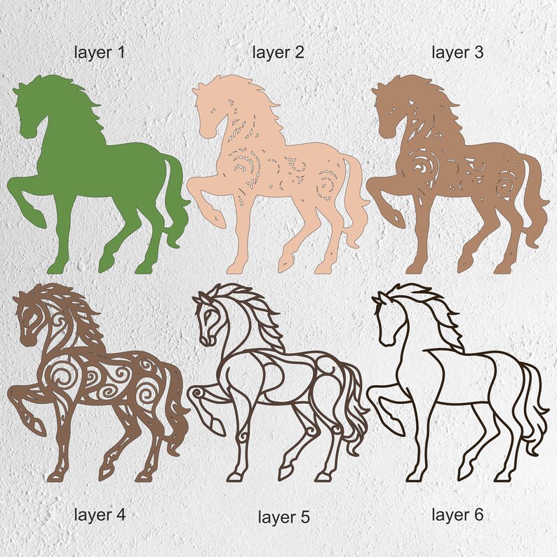 Layered Horse SVG | Tribal Horse Laser Cut File | Multilayer Horse ...