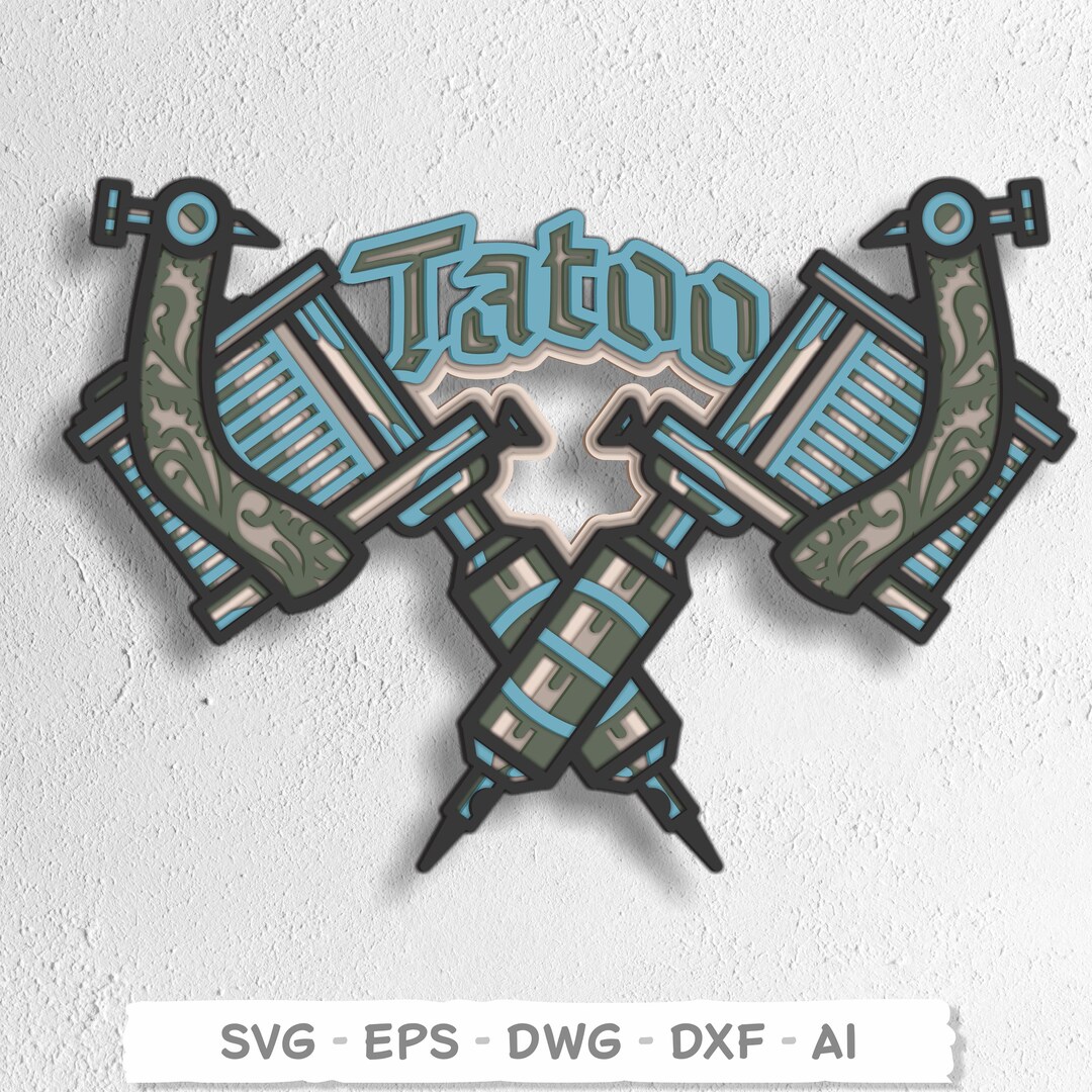 Tattoo Machine Layered SVG | Tattoo Wall Art Laser Cut File | CNC ...