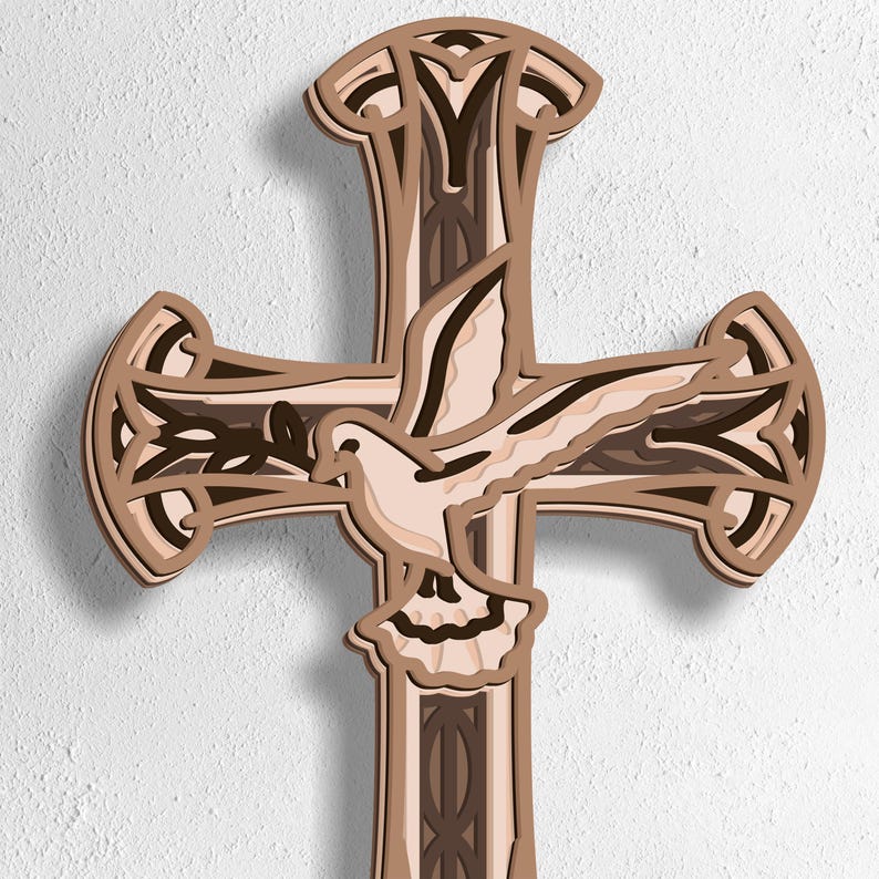Layered Cross SVG — Christian Wall Decor, Religious Laser Cut File ...