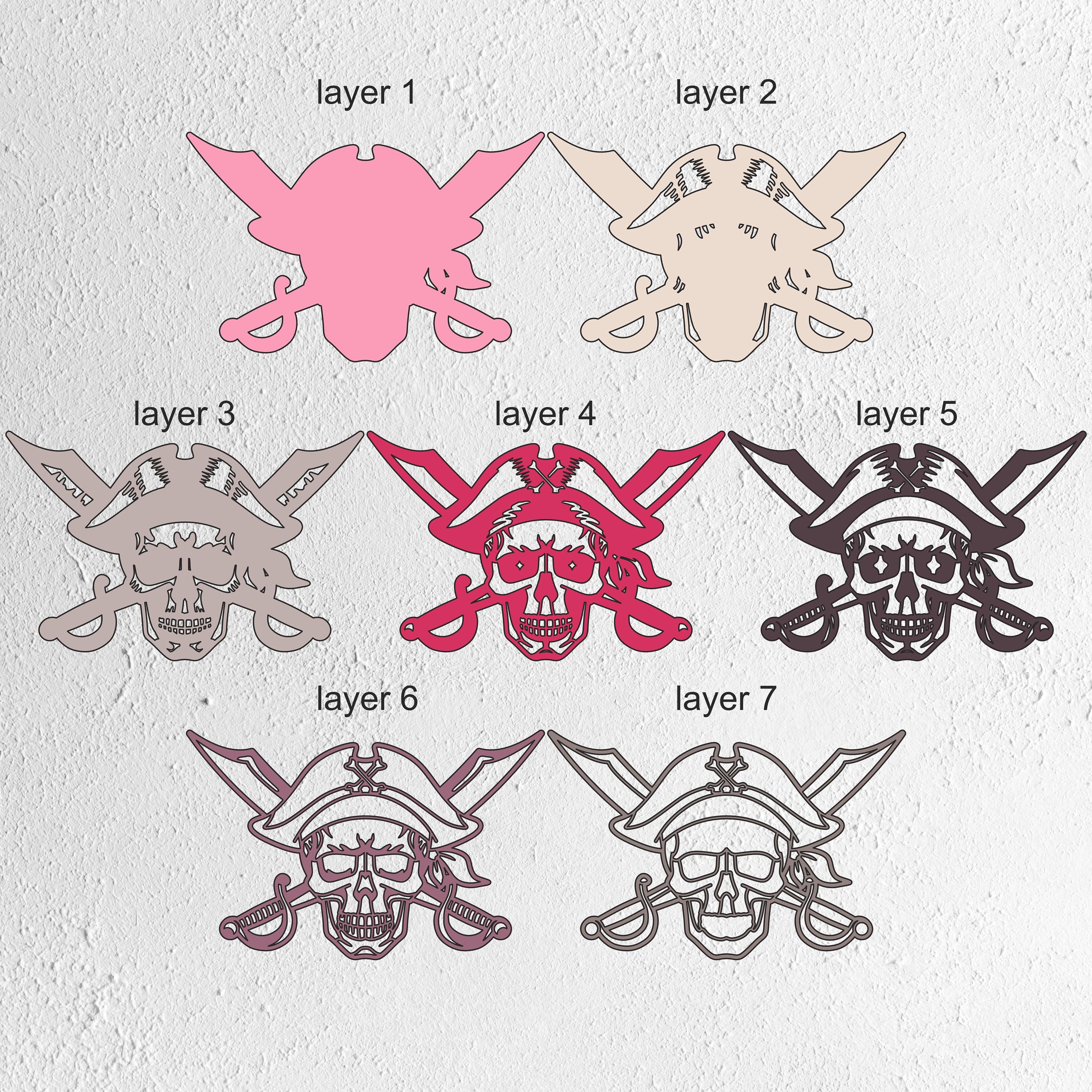 Pirate Skull Mandala 3D Layered SVG: Laser Cut Home Decor (digital ...
