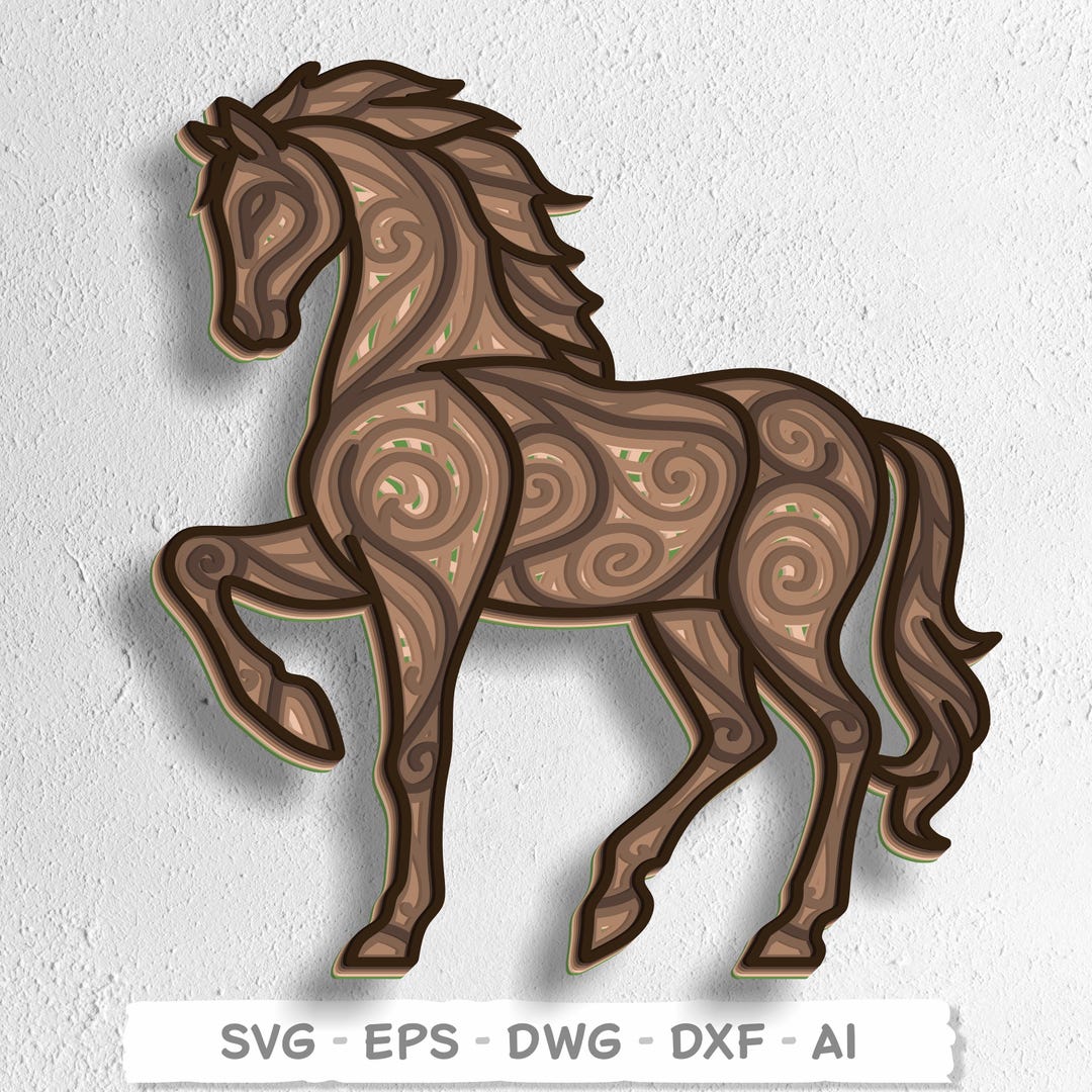 Layered Horse SVG | Tribal Horse Laser Cut File | Multilayer Horse ...