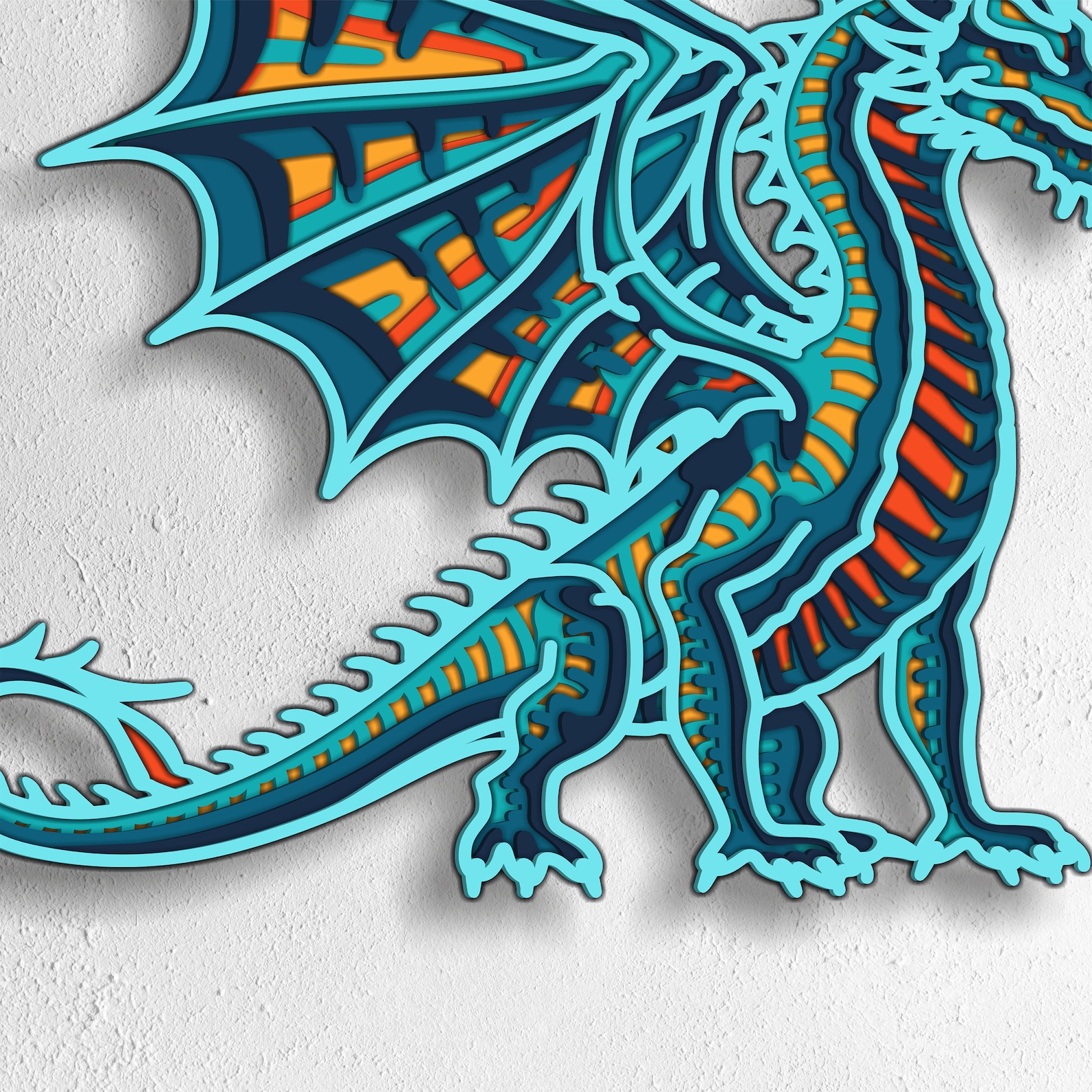 3D Layered Dragon SVG File: Laser Cut Papercut Design (digital Download ...