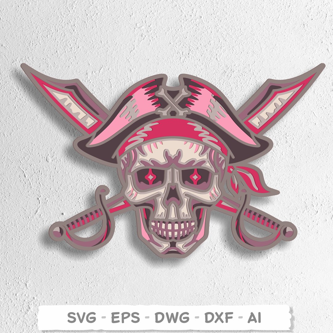 Pirate Skull Mandala 3D Layered SVG: Laser Cut Home Decor (digital ...