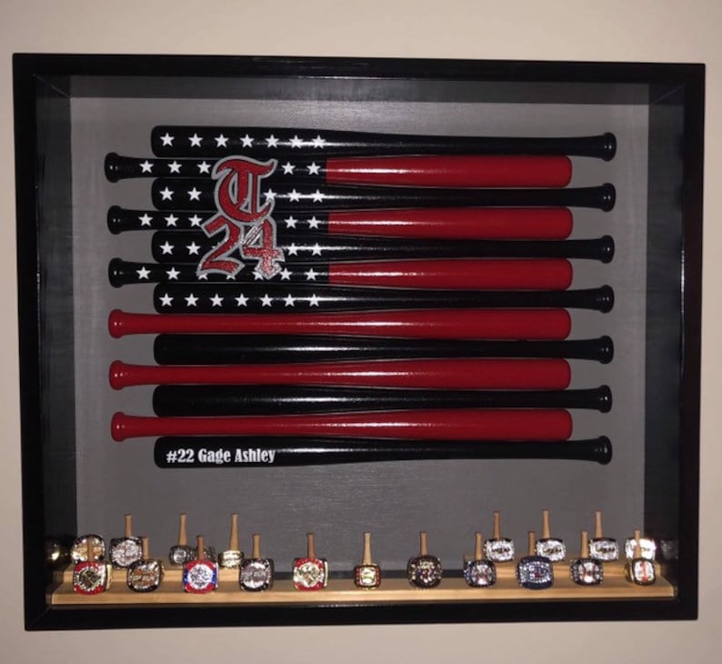 Custom Logo Baseball Bat Flag Ring Display | Etsy
