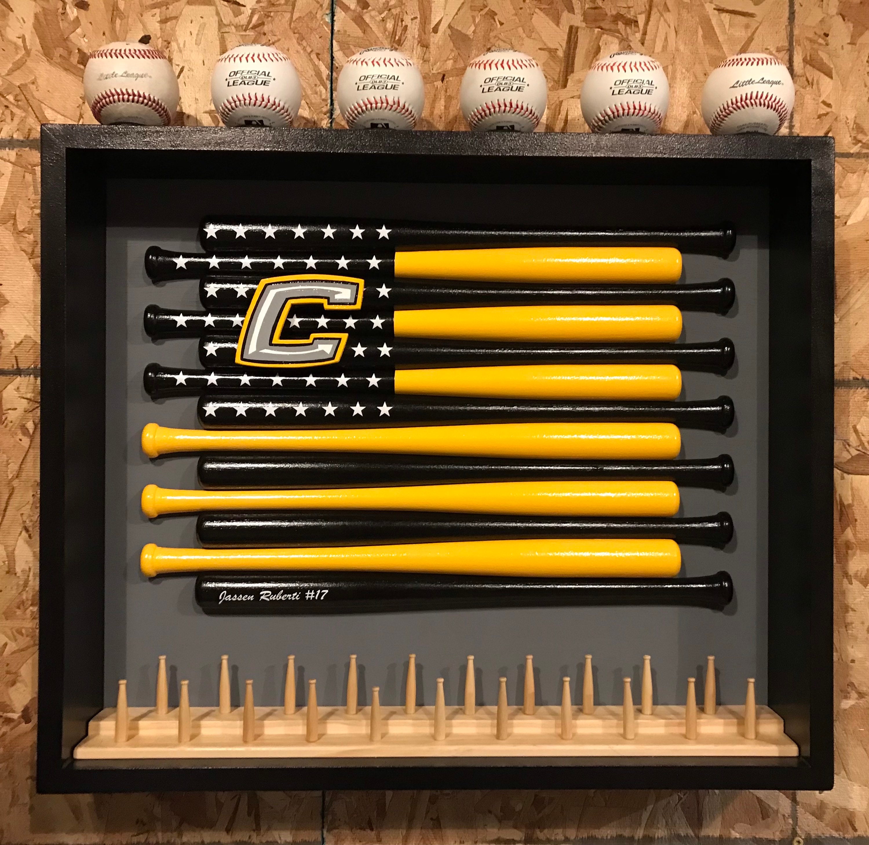 Custom Logo Baseball Bat Ring Display with Baseball Holders | Etsy