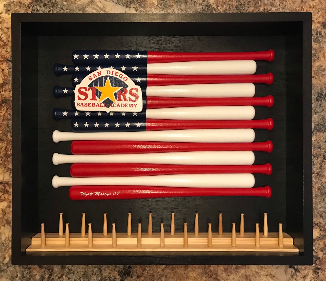 Custom Logo Baseball Bat Flag Ring Display | Etsy