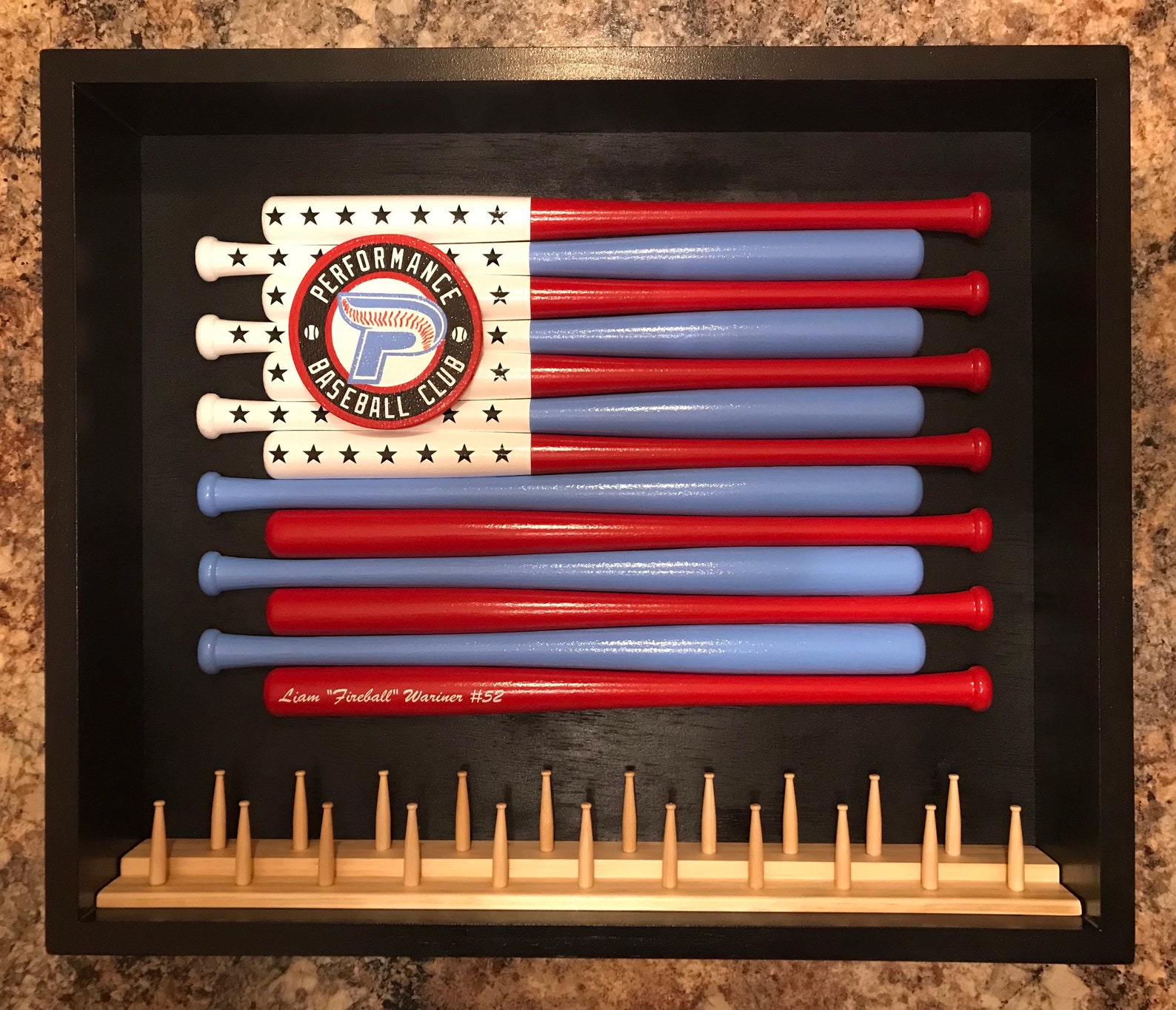 Custom Logo Baseball Bat Flag Ring Display | Etsy