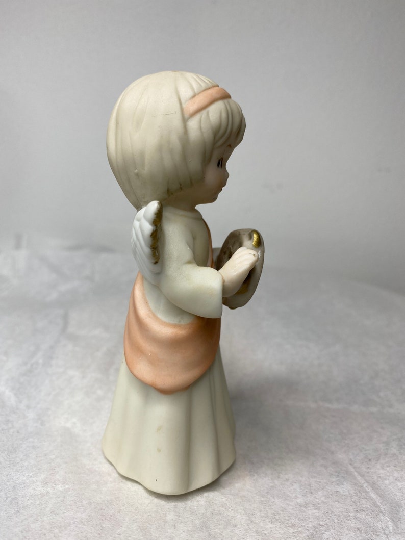 1990’s Vintage Lefton China Bisque Boy Choir Angel With Tambourine ...