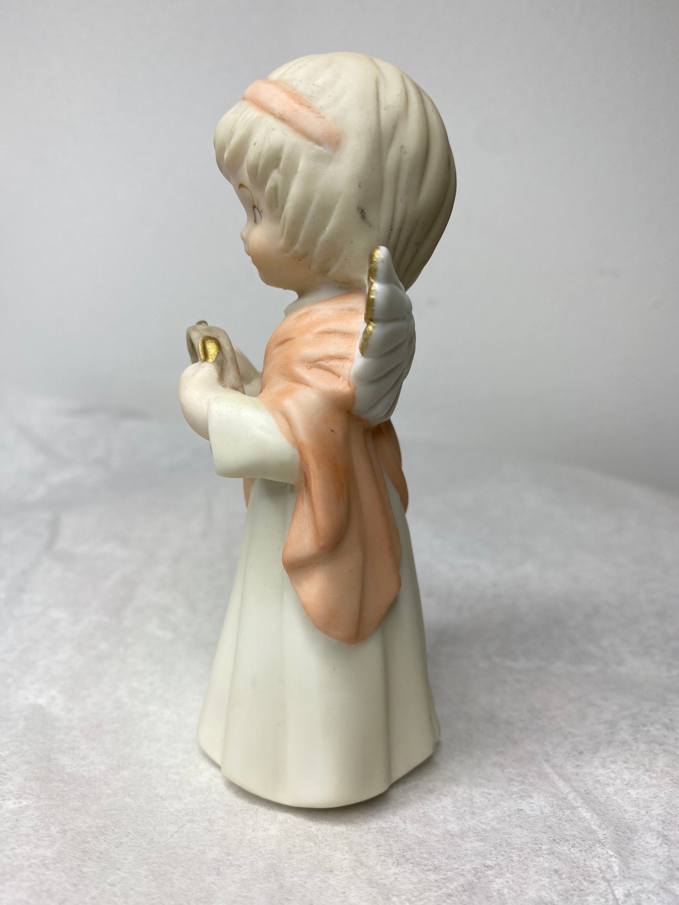 1990’s Vintage Lefton China Bisque Boy Choir Angel With Tambourine ...
