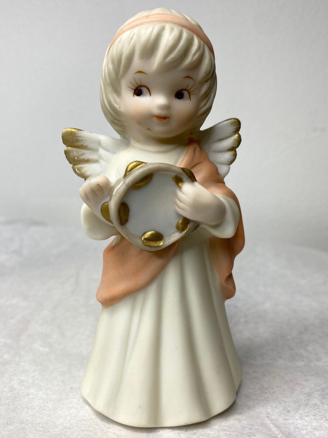 1990’s Vintage Lefton China Bisque Boy Choir Angel With Tambourine ...