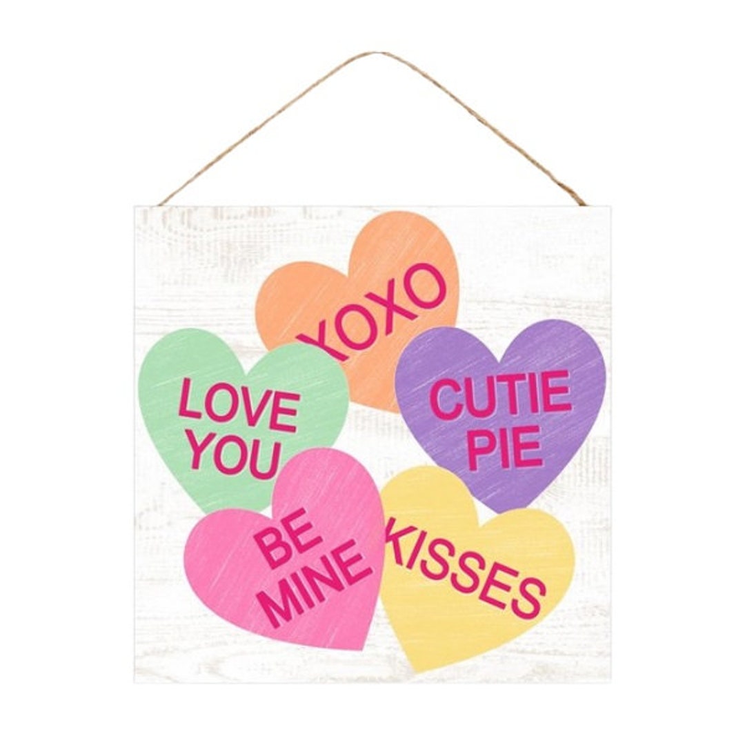 10"sq Candy Hearts Circle Sign - Etsy