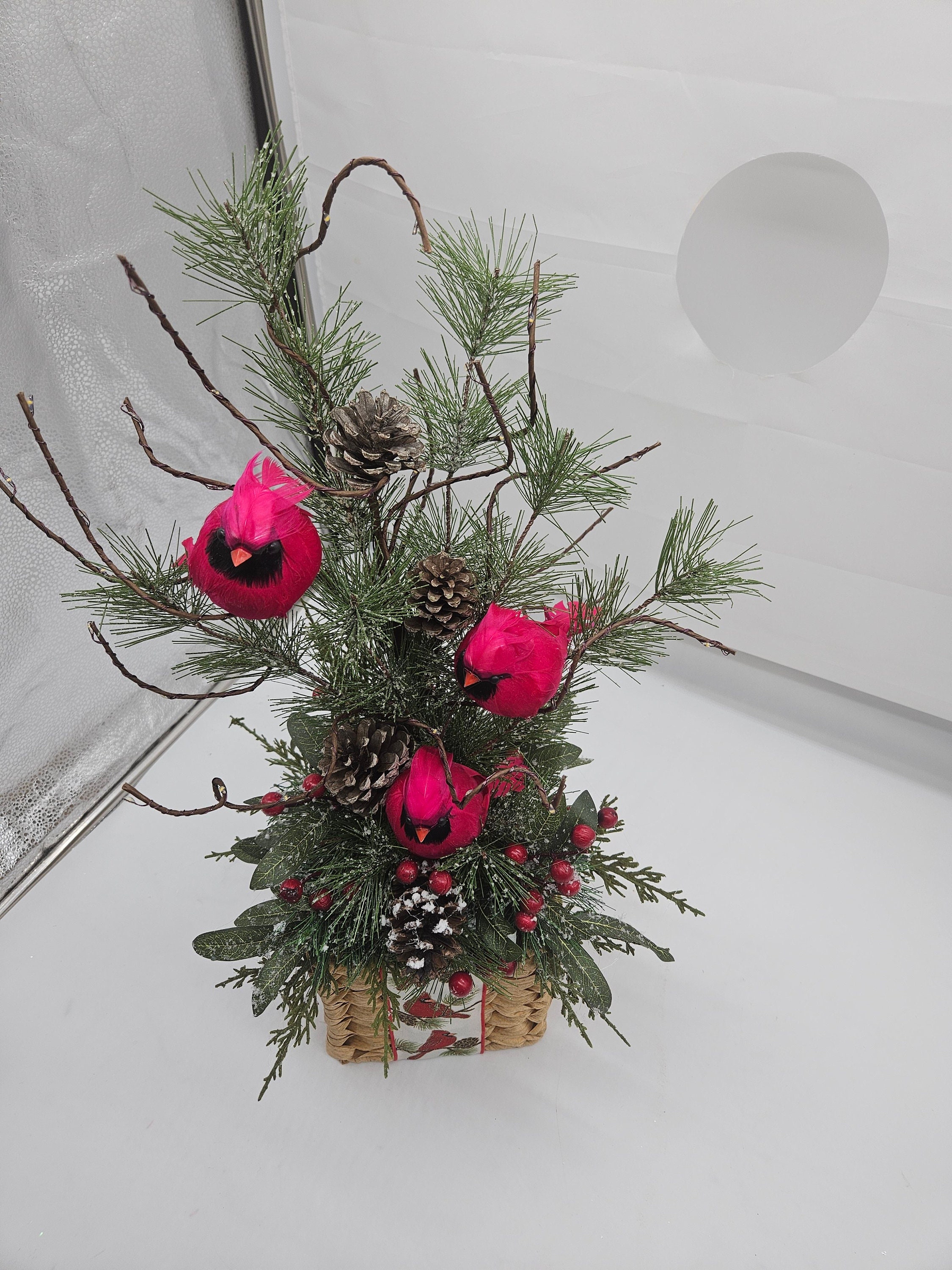 Red Cardinal Christmas Tree Topper With Timer Lights - Etsy