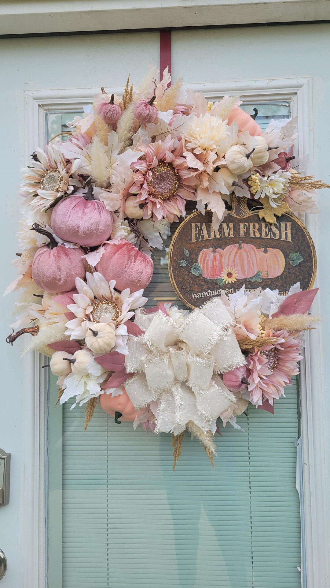 Pink Fall Wreath, Fall Wreath, Grapevine Wreath, Grapevine Fall Wreath ...