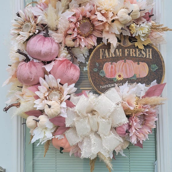 Pink Fall Wreath - Etsy