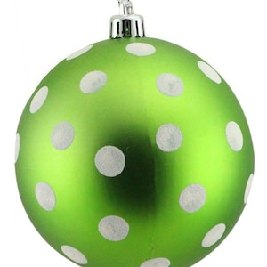 100mm Matte Lime Polka Dot Ornament - Etsy