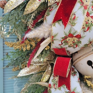 Rustic Jingle Bell Swag, Christmas Rustic Swag, Front Door Wreath ...