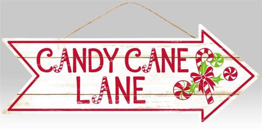 16l X 6.5h Candy Cane Lane Sign - Etsy