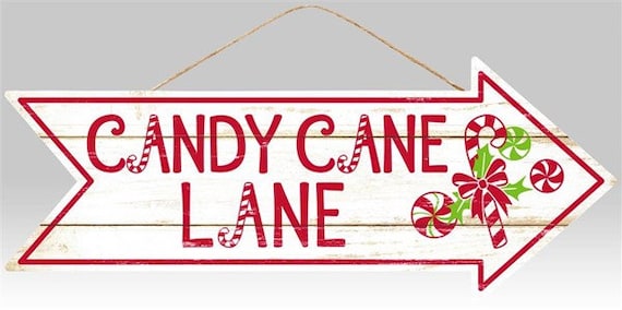 16l X 6.5h Candy Cane Lane Sign - Etsy