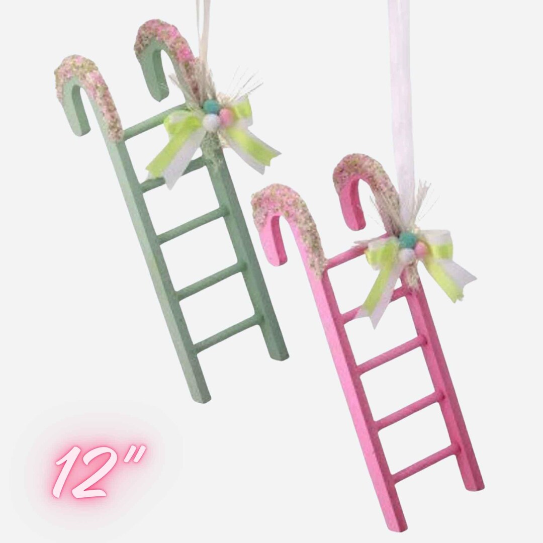 12" Deco Candy Cane Ladder Ornament - Etsy