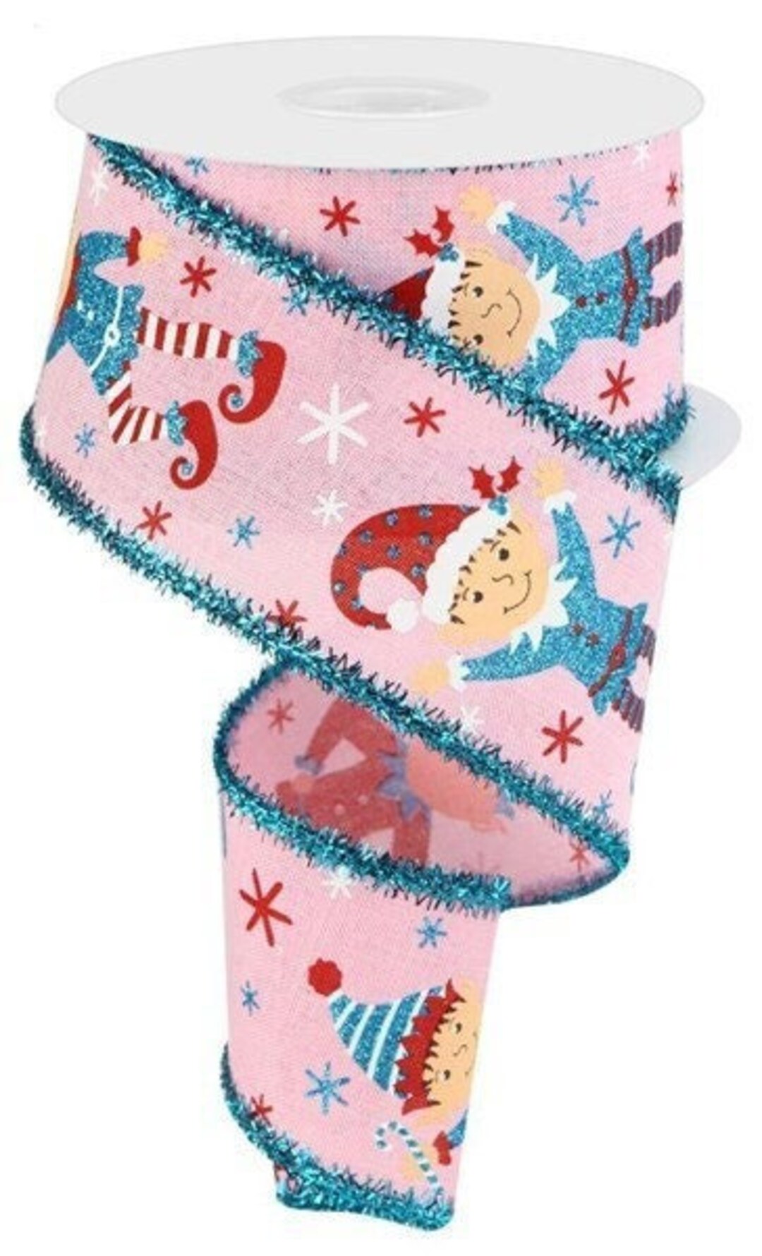 2.5″ Elf Ribbon, Christmas Wired Ribbon, Ribbon With Elves, Wreath ...