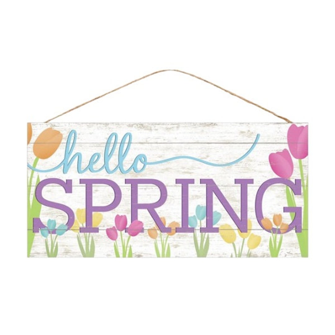 12.5"l X 6"h Hello Spring Sign - Etsy