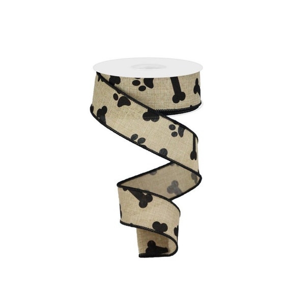 1.5x10yd Paw Print and Bones Ribbon Paw Print Ribbon Bones | Etsy