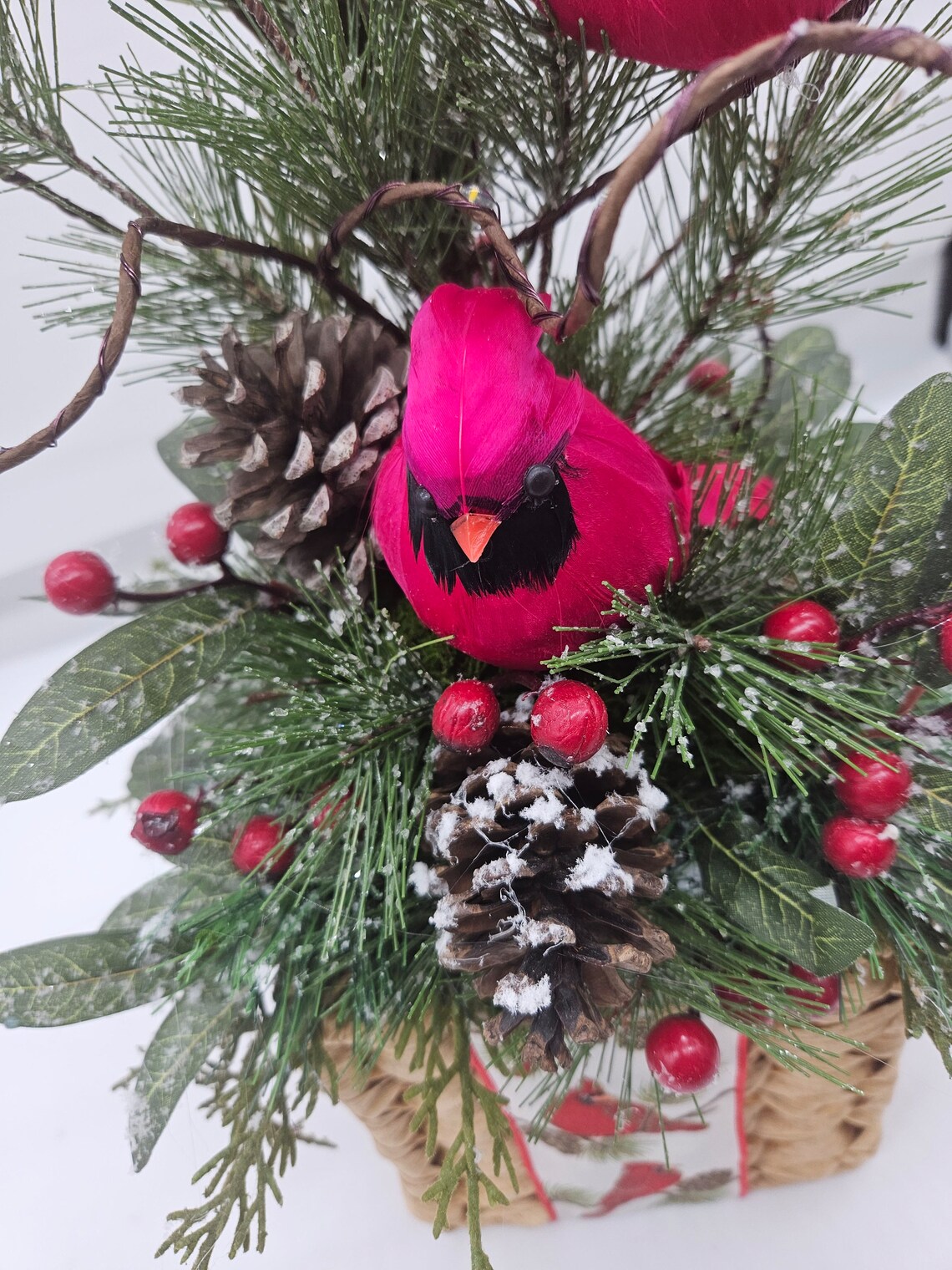Red Cardinal Christmas Tree Topper With Timer Lights - Etsy