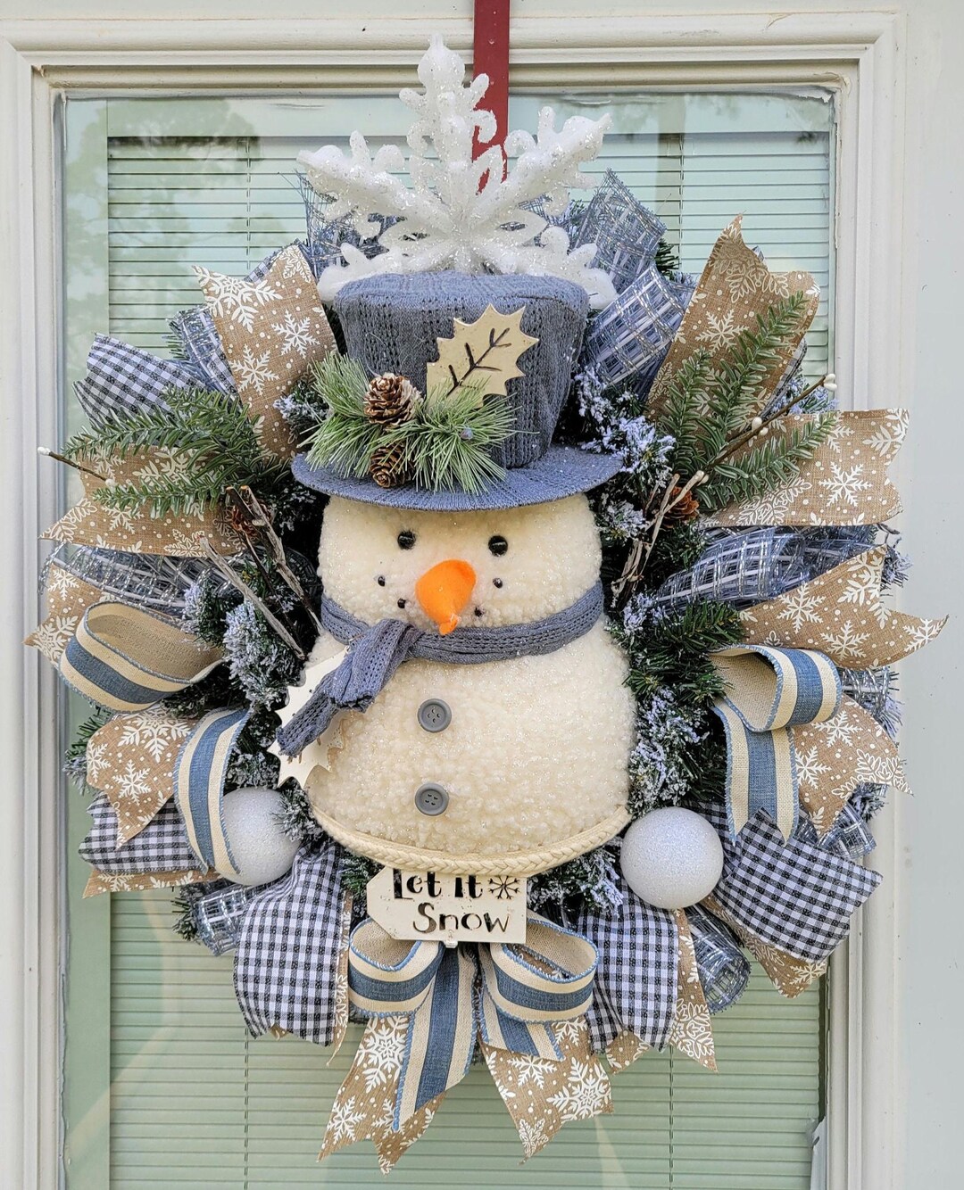 Snowman Wreath, Snowman Decor, Front Door Wreath, Winter Front Door ...