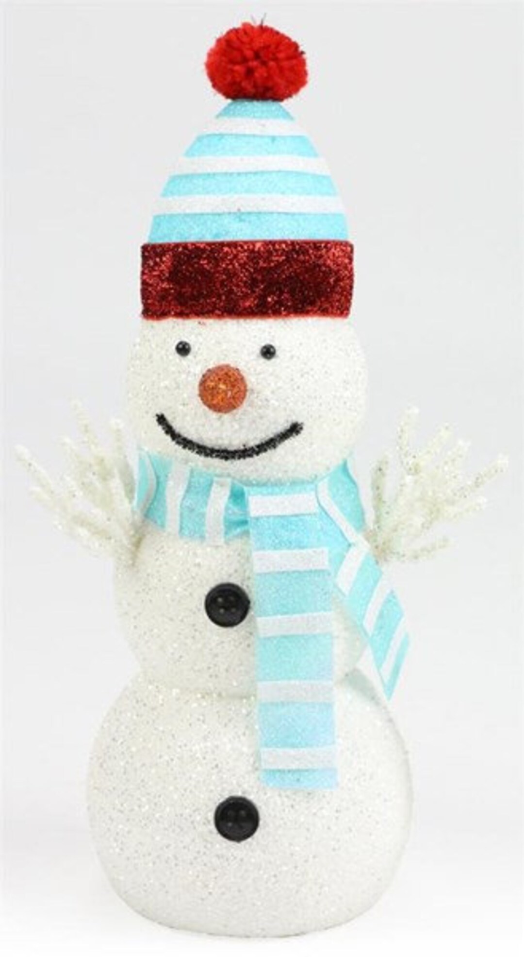 10"h X 7"l Ice Blue White Red Glitter Styro Snowman - Etsy