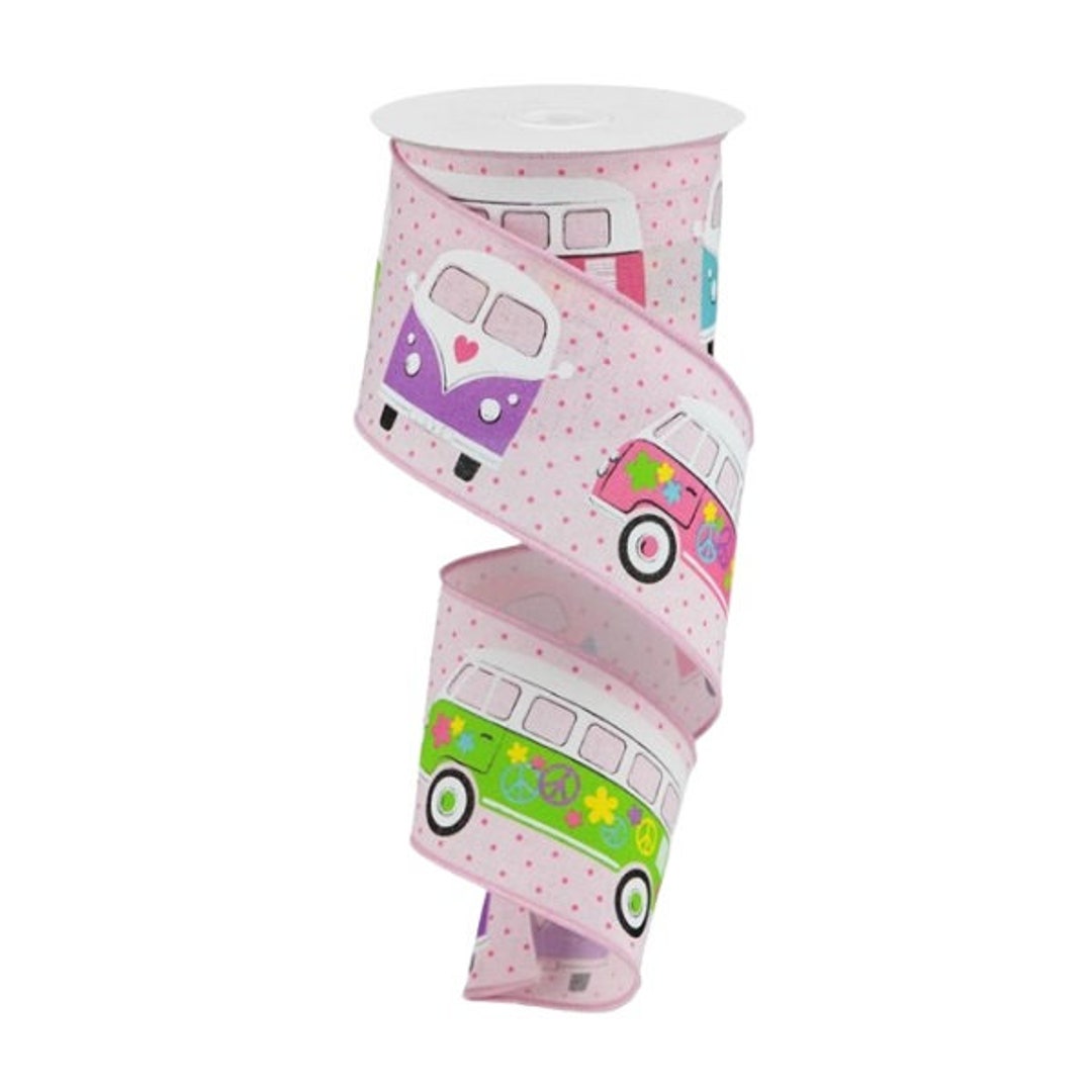 2.5"x10yd Retro Bus on Royal - Etsy