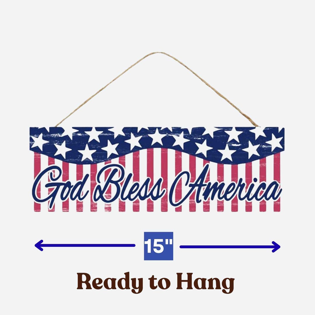 God Bless America Sign, Red White Blue Patriotic Wall Decor, 4th July ...