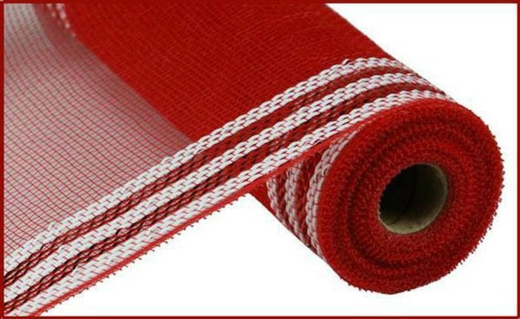 10 Inch Red With White Striped Edge Poly Mesh - Etsy