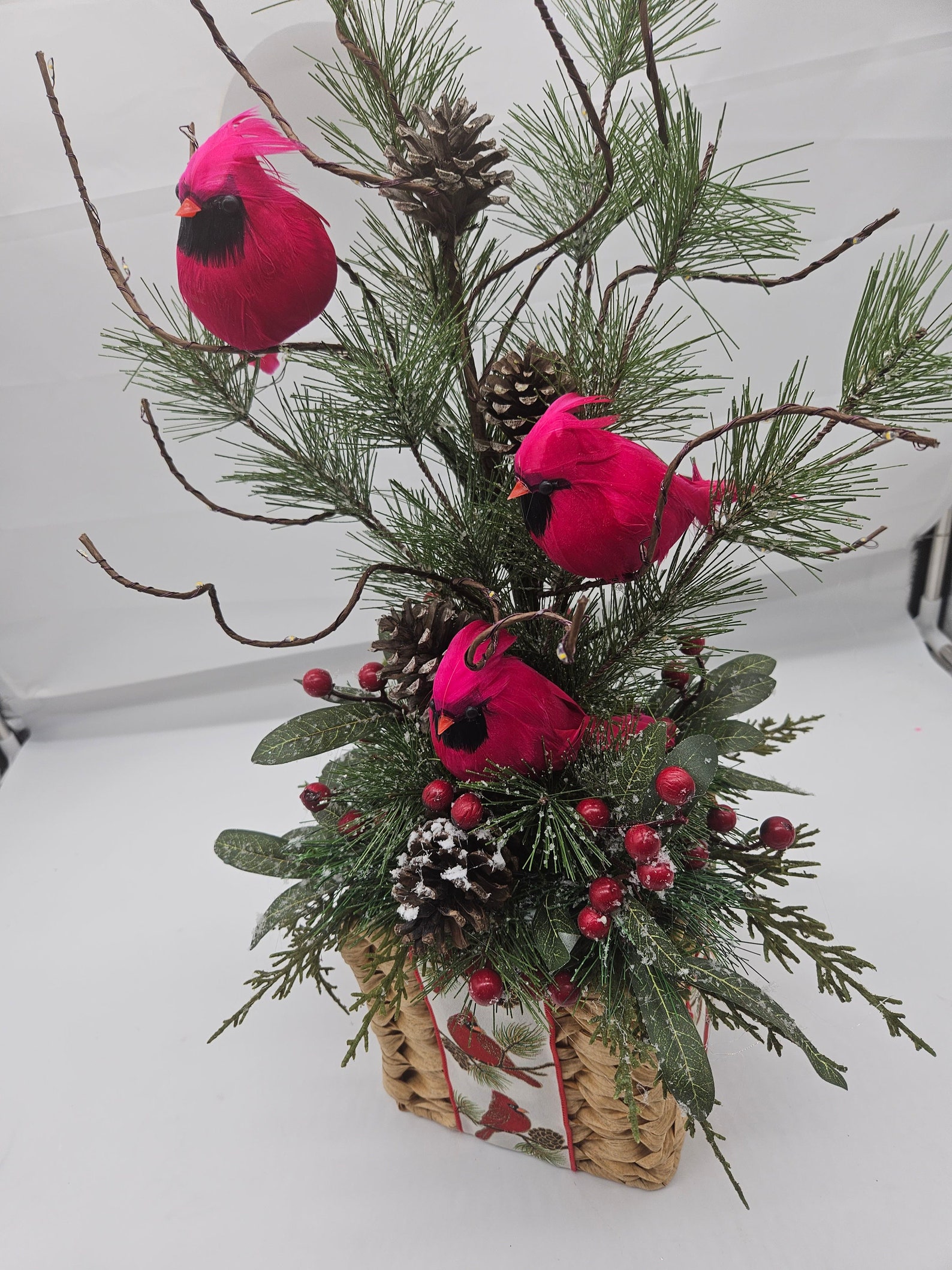 Red Cardinal Christmas Tree Topper With Timer Lights - Etsy