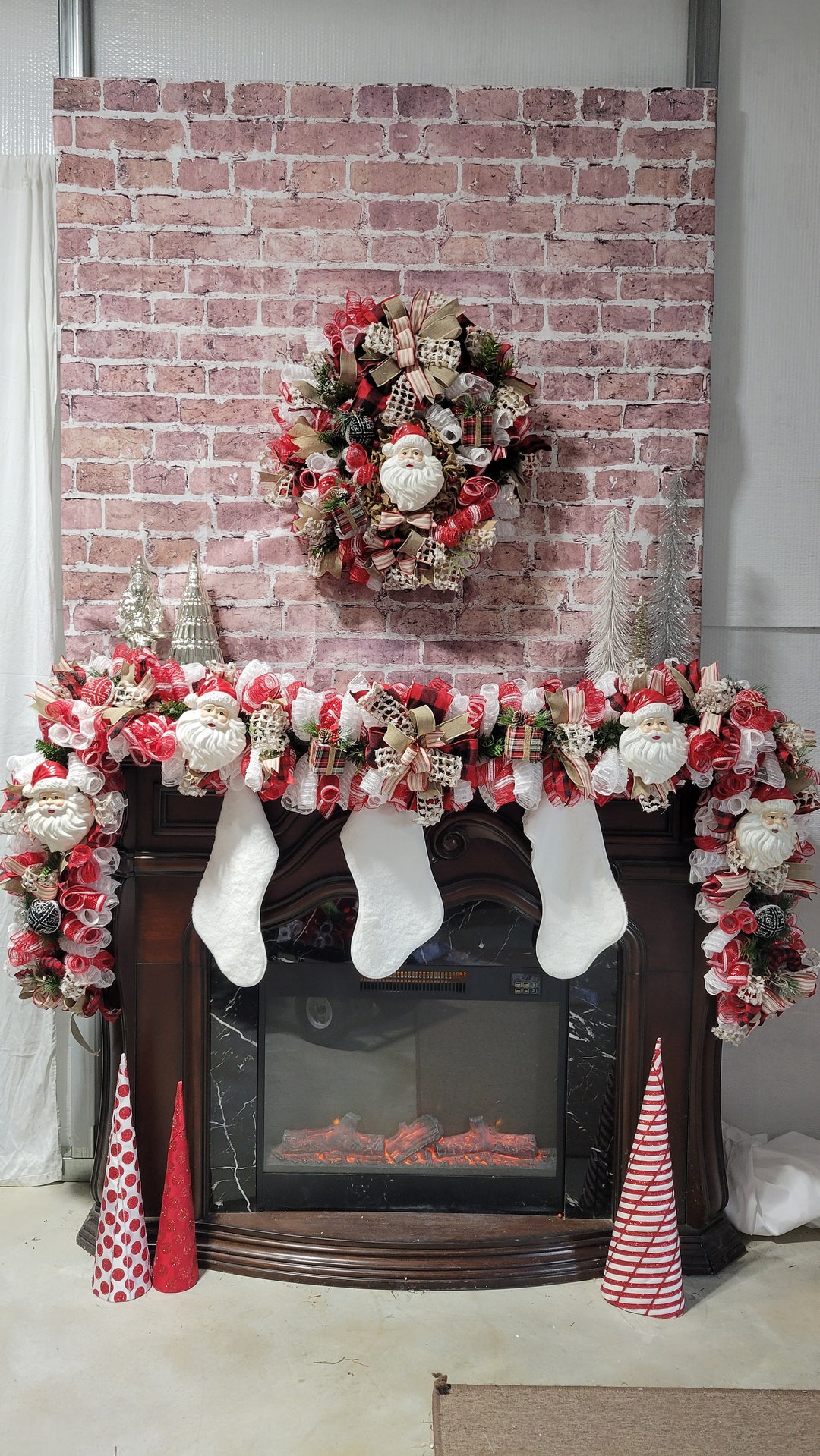 9ft Santa Christmas Garland and Santa Christmas Wreath, Christmas ...