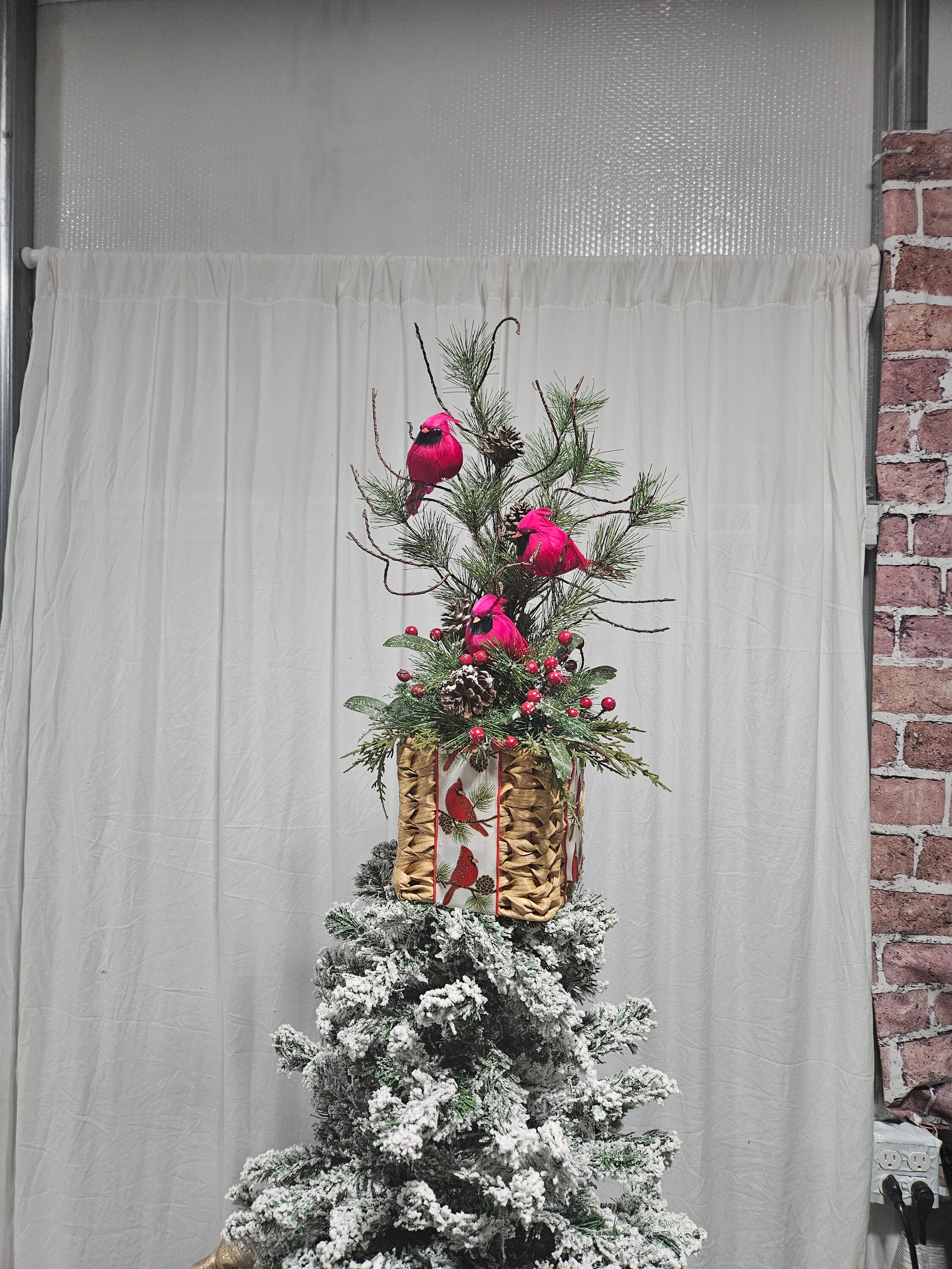 Red Cardinal Christmas Tree Topper With Timer Lights - Etsy