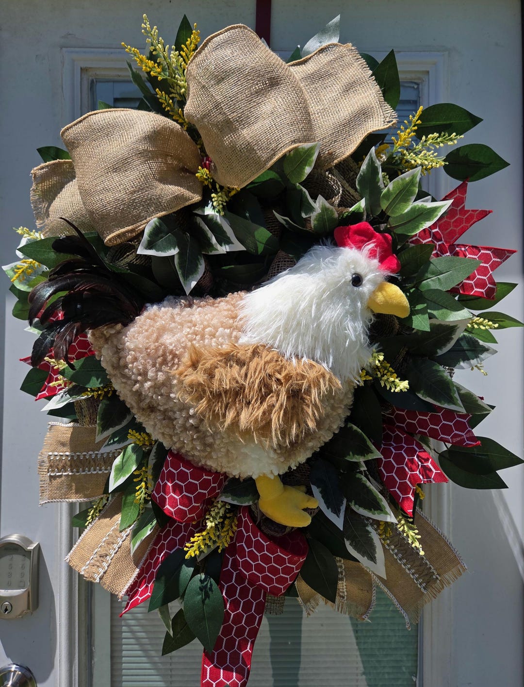 Chicken Wreath, Farmhouse Wreath, Wreath With Chicken, Farm Wreath ...