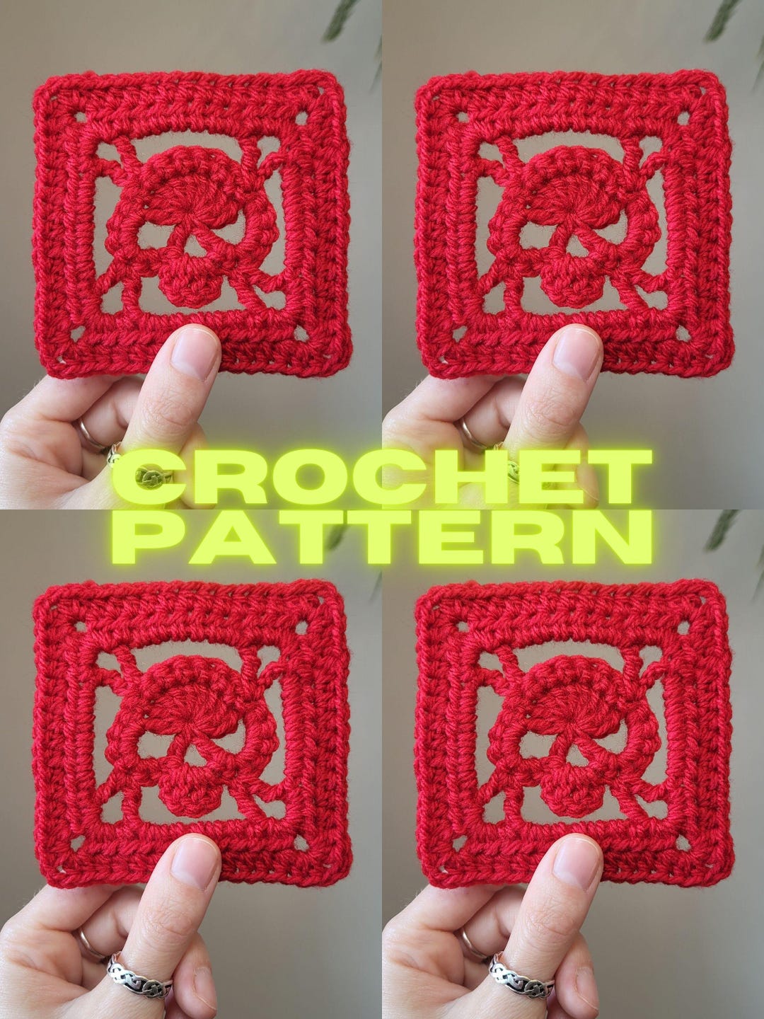 CURSED Skull & Crossbones Granny Square Crochet Pattern - Etsy